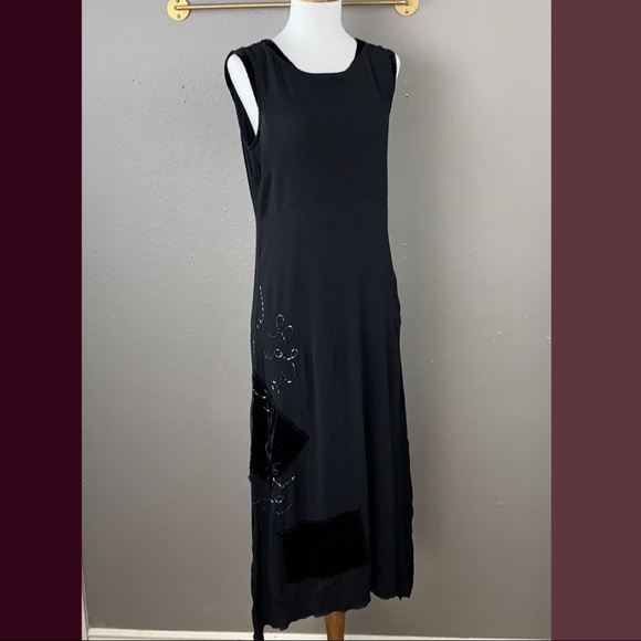 J. Jill | Dresses | Jjill Black Shift Midi Dress With Velvet Patchwork ...